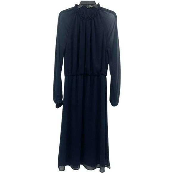 Wayf | Dresses | Wayf Dark Navy Blue High Neck Dress Long Sleeve | Poshmark